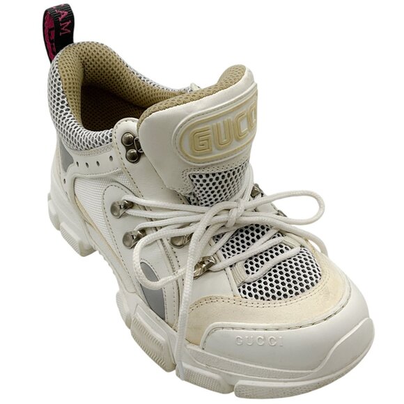 Gucci | Shoes | Gucci White Leather Mesh Flashtrek Sneakers | Poshmark